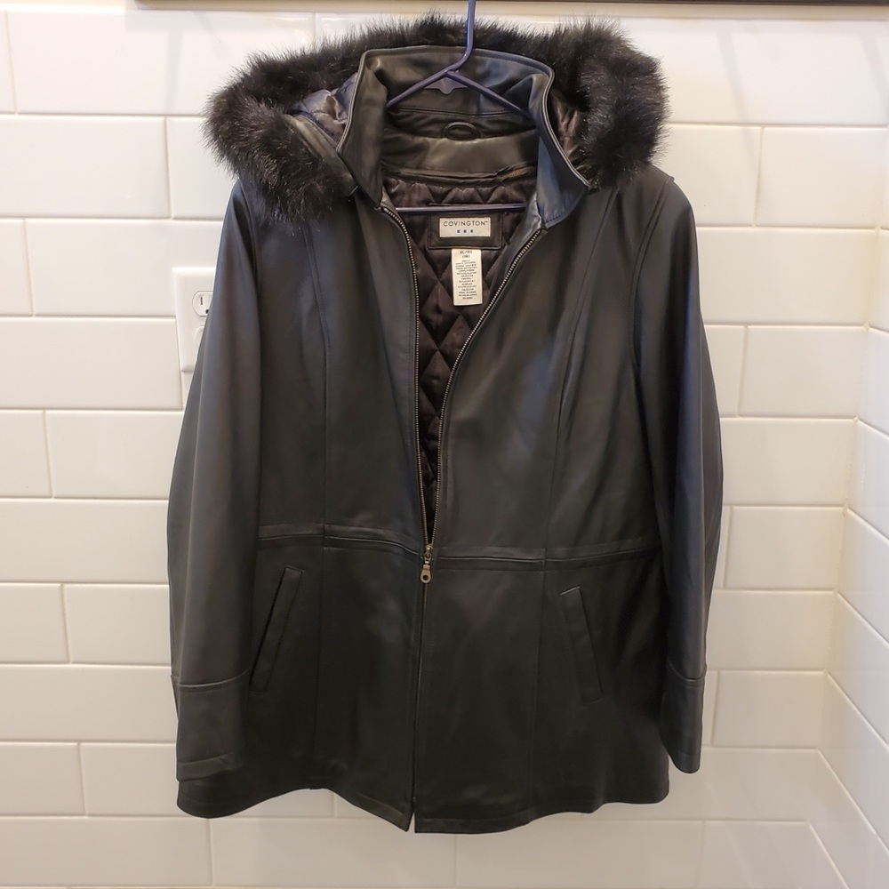 Covington Leather Jacket With Faux Fur Around The Hoo… - Gem